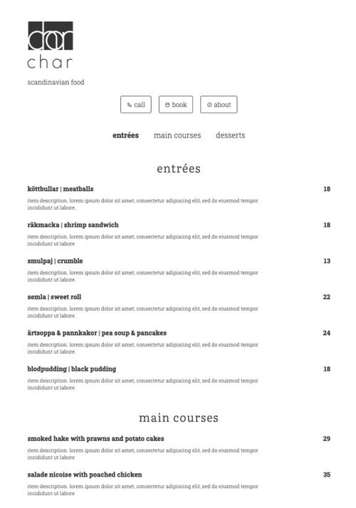 Free Simple Menu Template | Menuzen